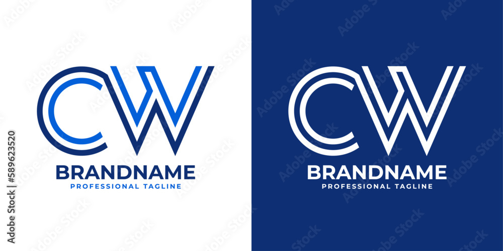 Letter CW Line Monogram Logo, suitable for any business with CW or WC ...