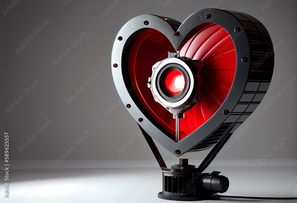 Red Heart Symbol Shape Spinning on a Studio Light Gray Background ...
