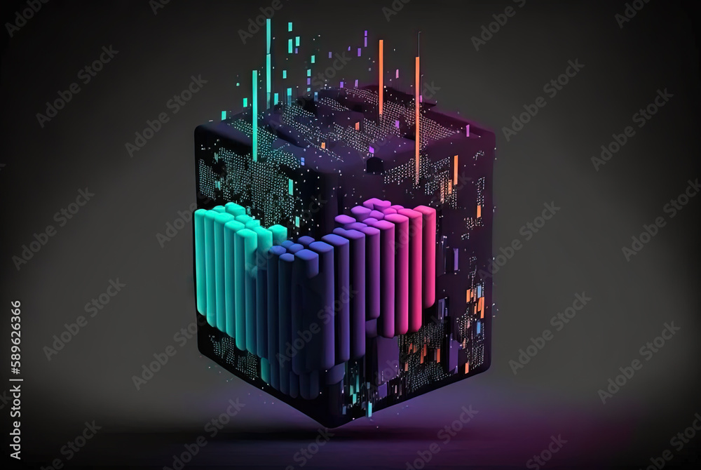 Big data abstract concept with data clusters collected by server ...