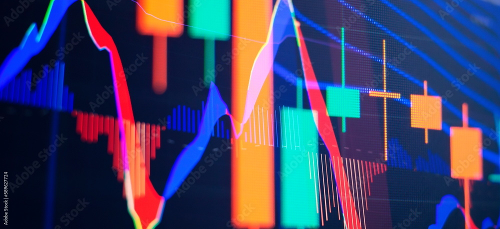 Stock trading, crypto currency background.Charts of financial ...