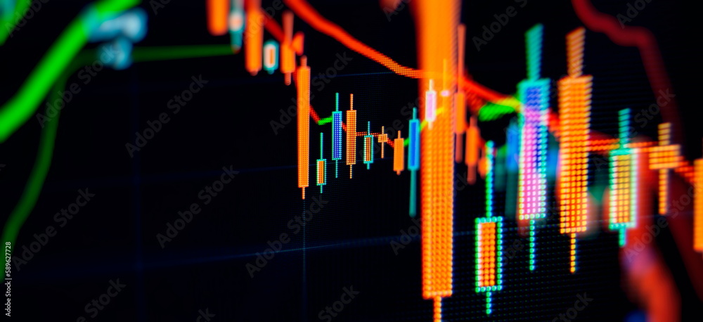 stock market investment trading. Financial chart with up trend line ...