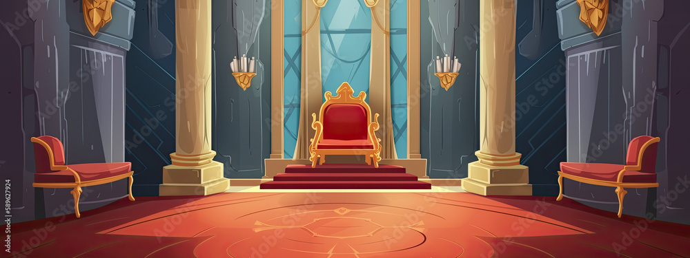 King's throne room cartoon interior design, generative ai Stock ...