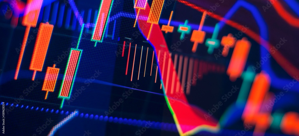 Stock trading, crypto currency background.Charts of financial ...