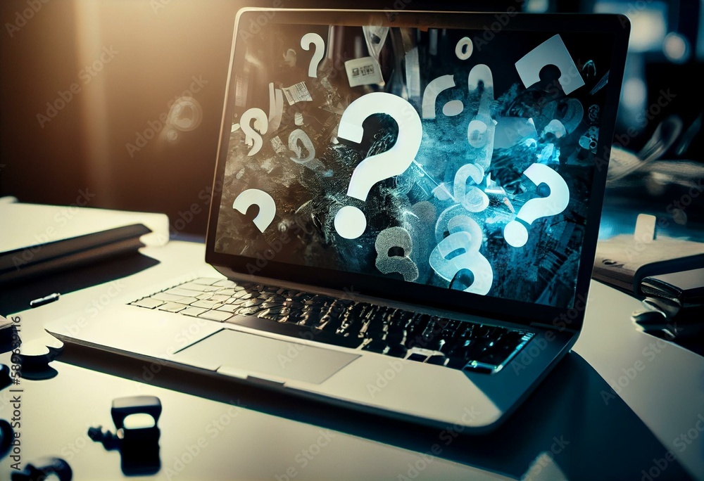 Education, ask symbol and problem concept with digital question marks ...