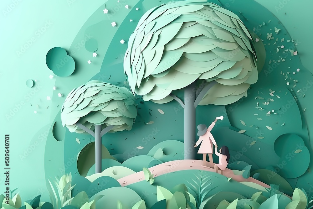 World environment and earth day concept with dad and daughter plant a ...