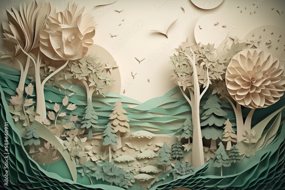 World environment and earth day concept, paper cut, paper collage style ...