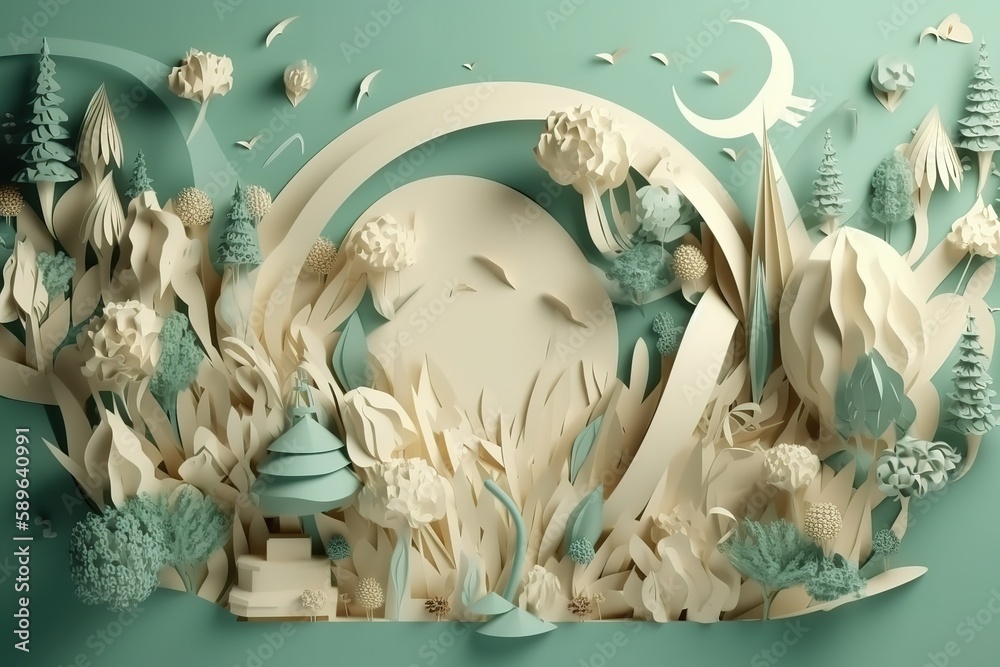 World environment and earth day concept, paper cut, paper collage style ...