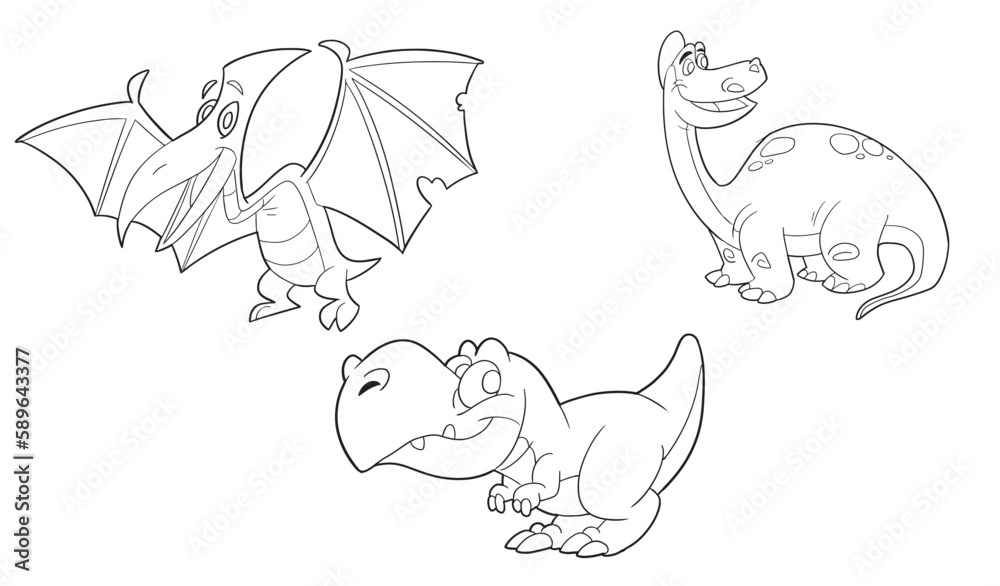 Easy coloring page of baby dinosaur . Icon sheet vector. Stock Vector ...