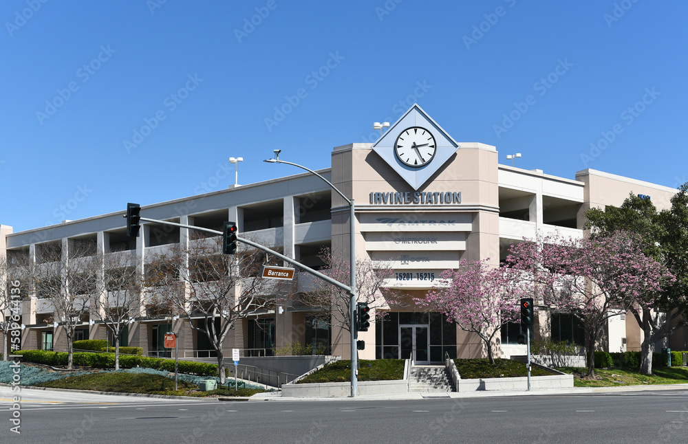 IRVINE, CALIFORNIA - 2 APR 2023: Irvine Train Station in the Irvine ... IRVINE, CALIFORNIA - 2 APR 2023: Irvine Train Station in the Irvine ...