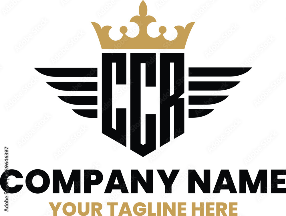 CCR initial letter with wing, crown logo, luxury logo,luxury shield ...
