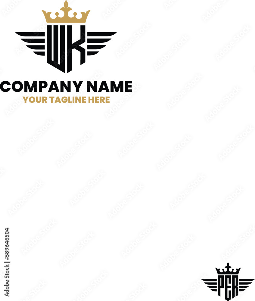 WK initial letter with wing, crown logo, luxury logo,luxury shield ... WK initial letter with wing, crown logo, luxury logo,luxury shield ...