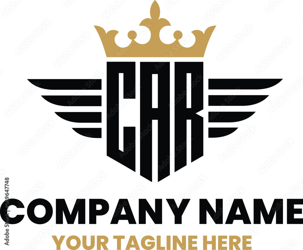 CAR initial letter with wing, crown logo, luxury logo,luxury shield ...