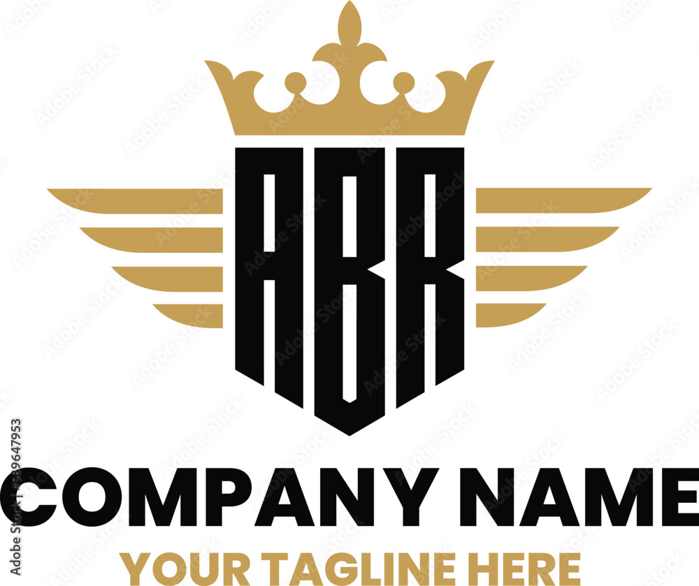 ABR initial letter with wing, crown logo, luxury logo,luxury shield ...