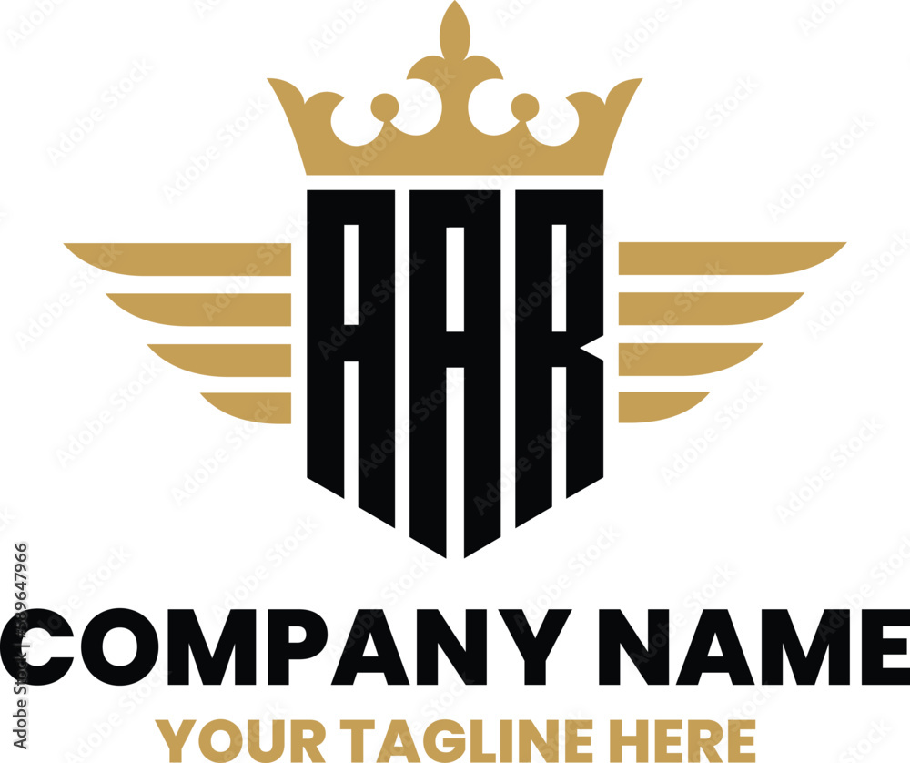 AAR initial letter with wing, crown logo, luxury logo,luxury shield ...
