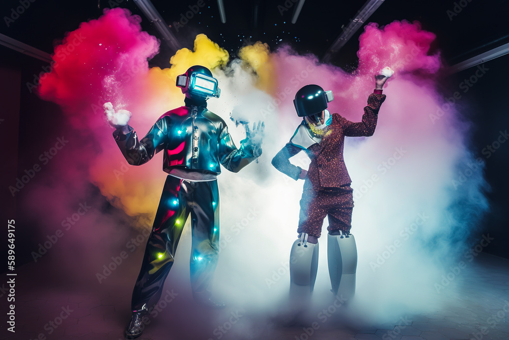 Generative AI illustration of couple of man and woman artificial ...