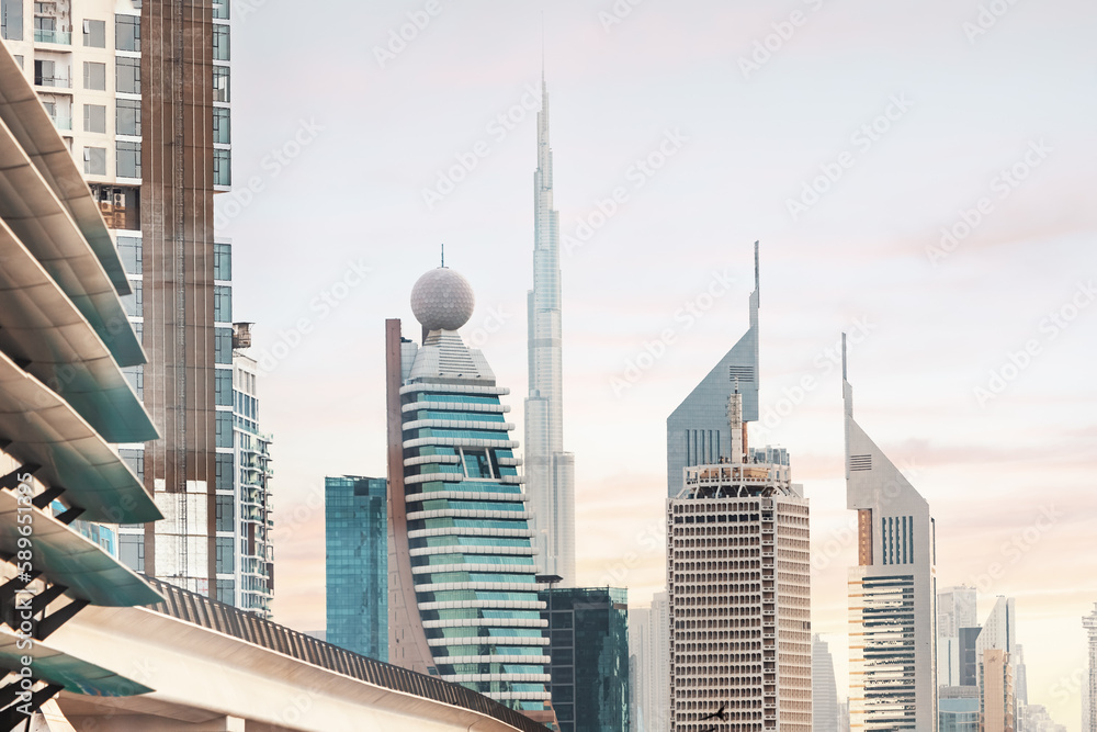 breathtaking skyline of Dubai, with its glittering skyscrapers and ...