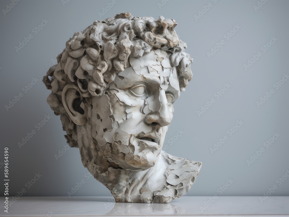 Statue of the head of the ancient Greek philosopher, copy space Stock ...