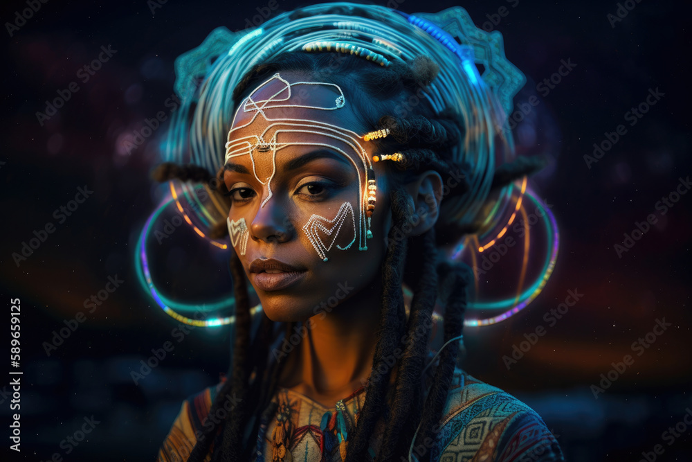 ethereal and otherworldly portrait of a woman with a glowing aura, her ...