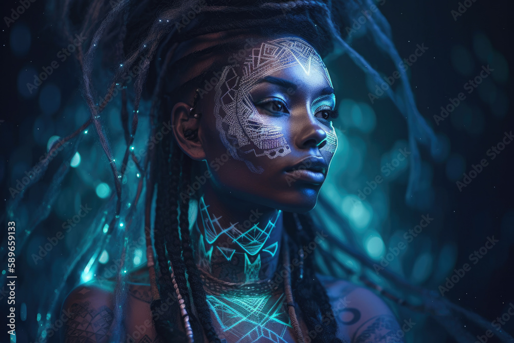 ethereal and otherworldly portrait of a woman with a glowing aura, her ...