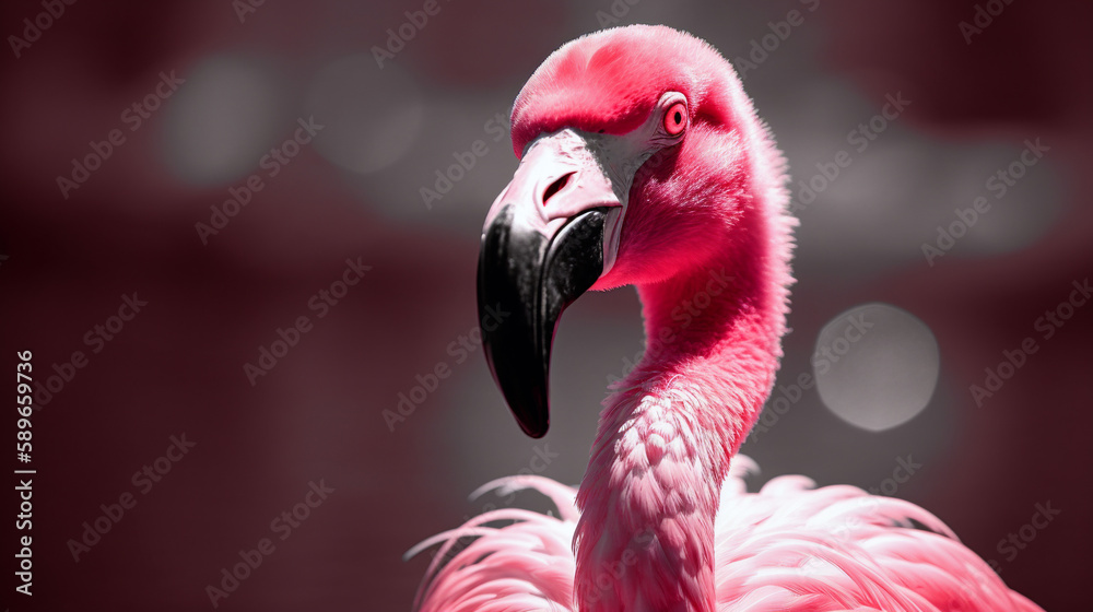 Rebellious Pink Flamingo, Maximalist Style, Monochromatic Pink Tones ...
