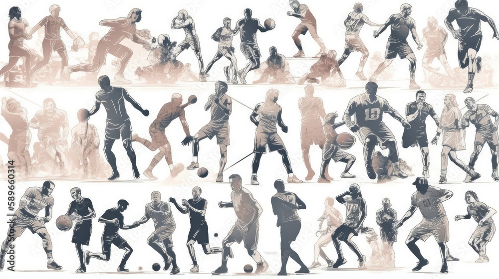 set of athletes of various sports disciplines. Isolated vector ...