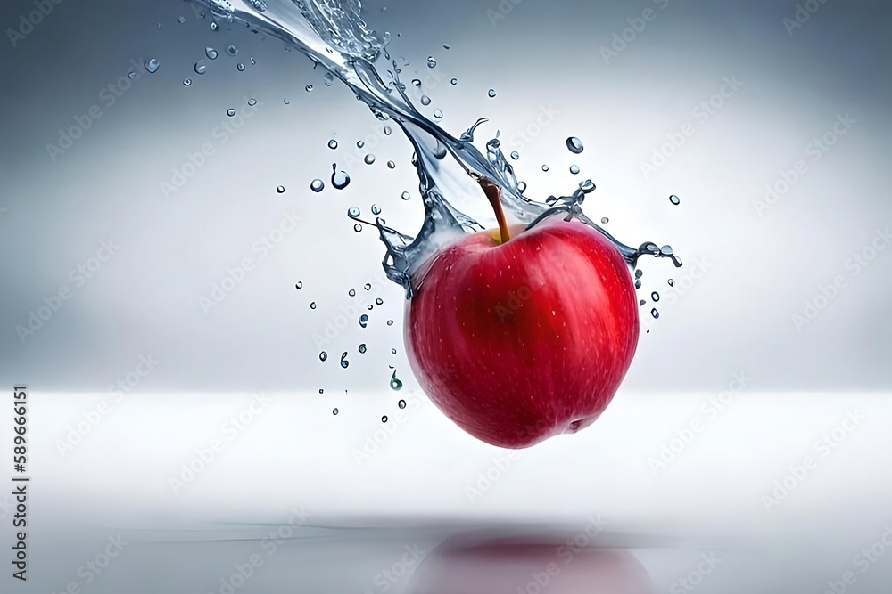 High resolution studio photography of red apples diving under the water ...