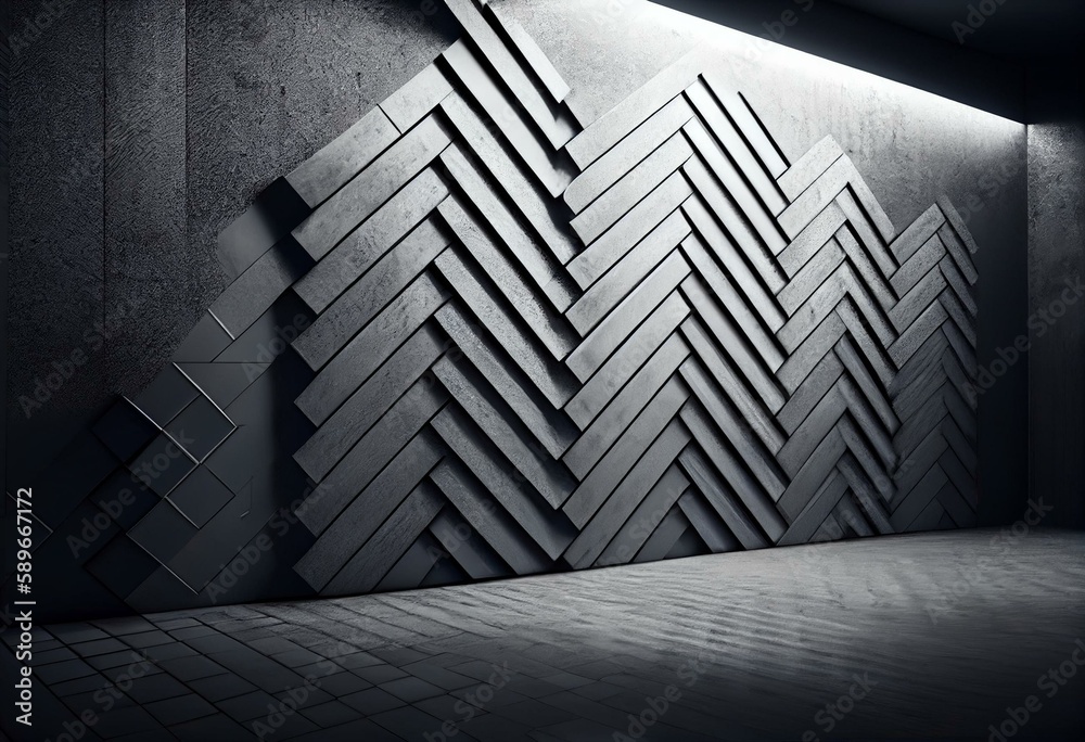 Polished, Concrete Wall background with tiles. Futuristic, tile ...