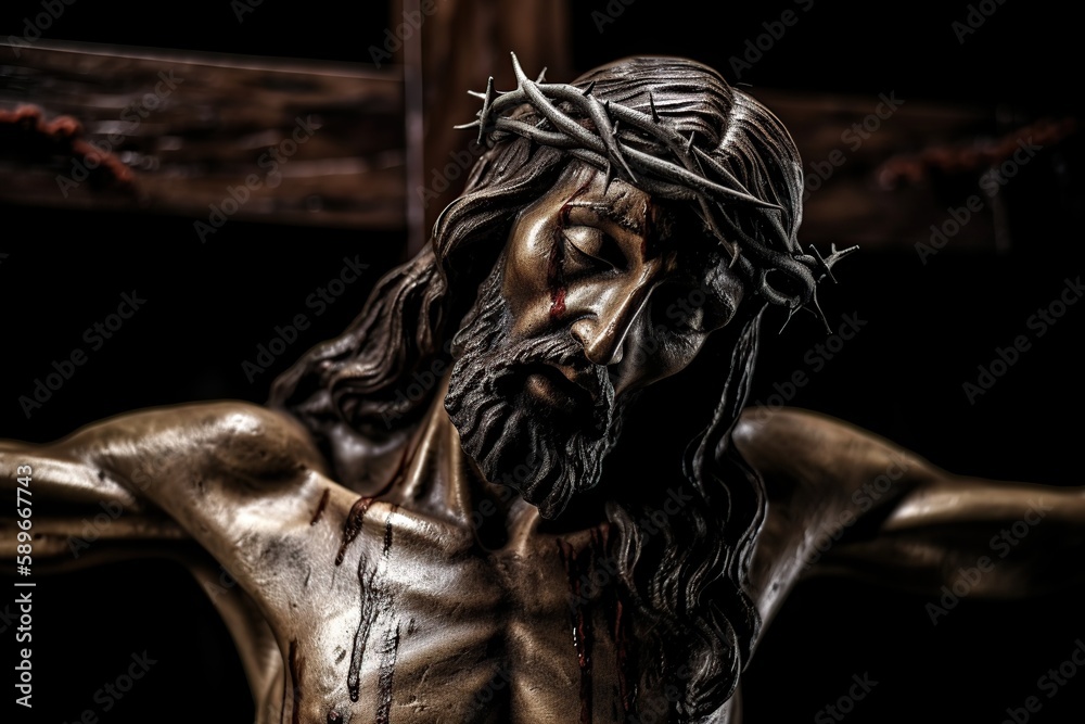 Statue Crucifixion of Jesus Christ made with generative AI Stock Illustration | Adobe Stock