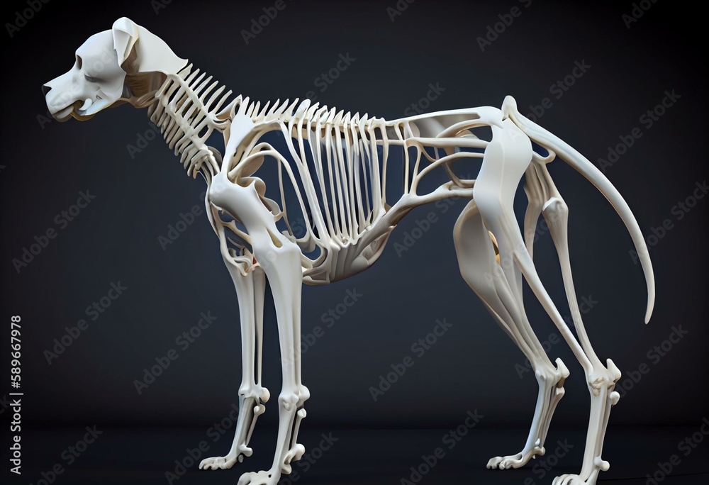 Pelvis Bones Dog skeleton Anatomy For Medical Concept 3D. Generative AI ...