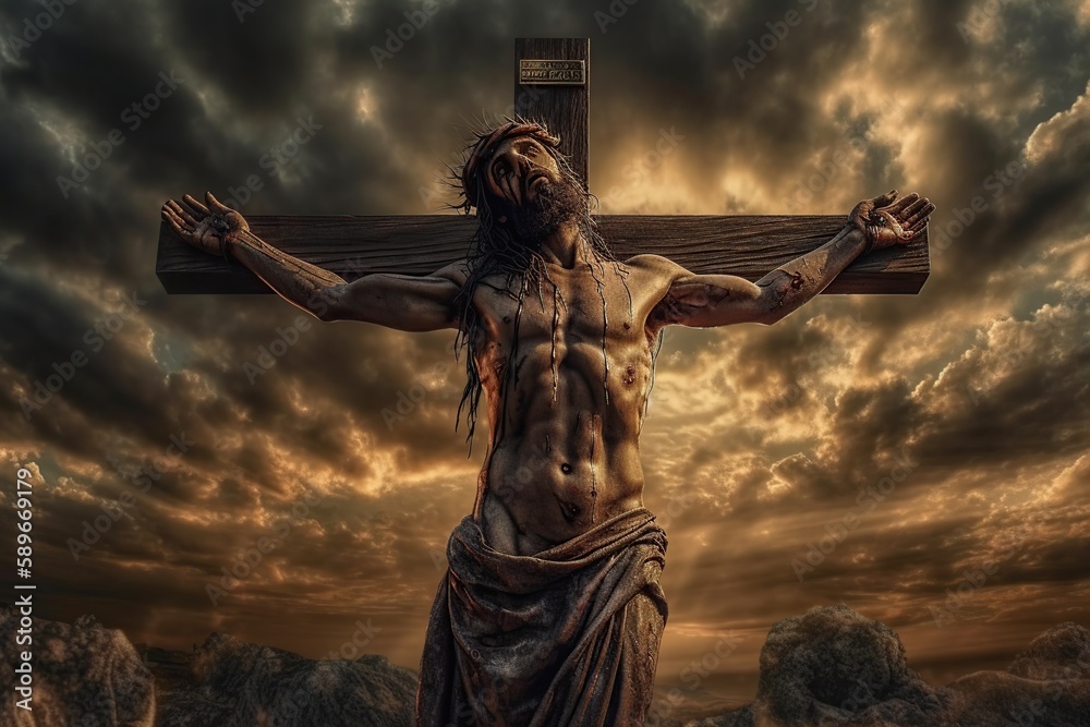 Crucifixion of Jesus Christ made with generative AI Stock Illustration ...