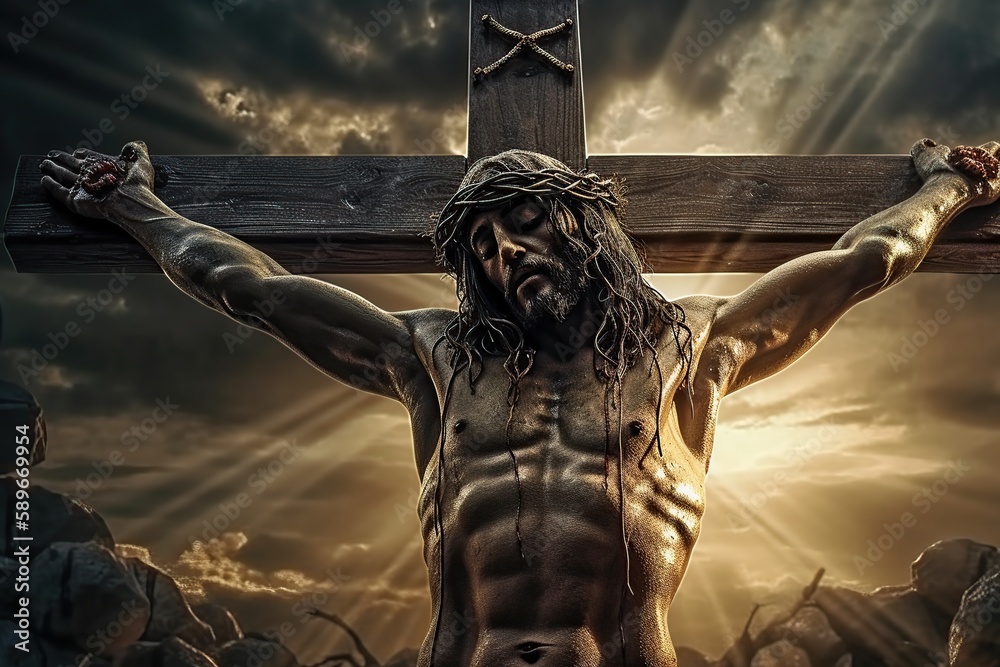 Crucifixion of Jesus Christ made with generative AI Stock Illustration | Adobe Stock