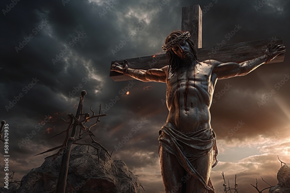 Crucifixion of Jesus Christ made with generative AI Stock Illustration ...