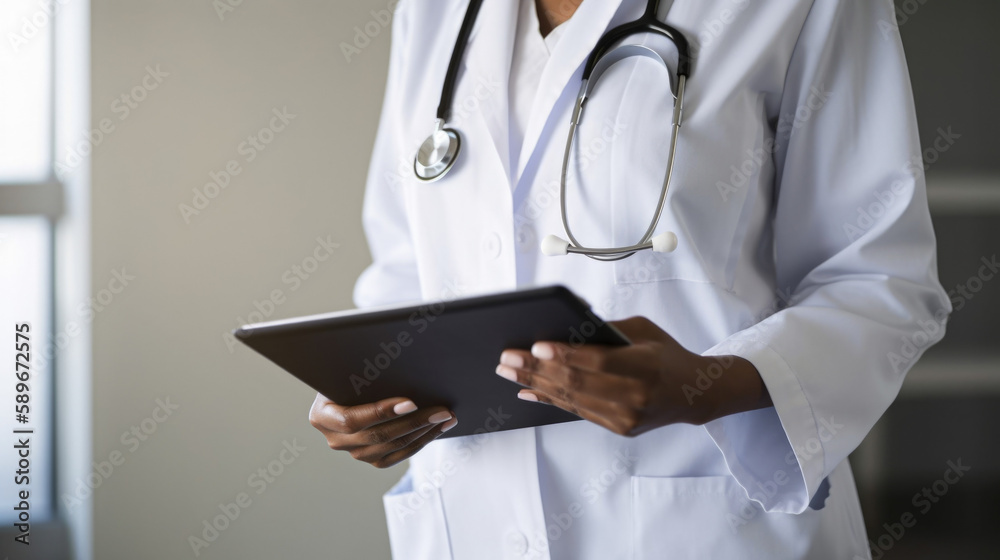 Closeup Photo of a Black Female Doctor Holding a Digital Tablet ...