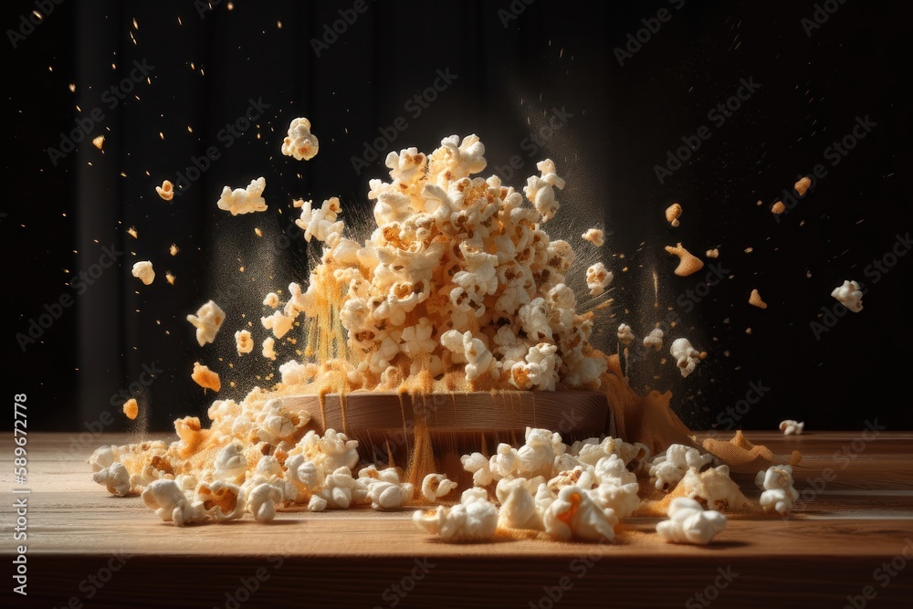 Popcorn explosion. AI generated Stock Illustration | Adobe Stock