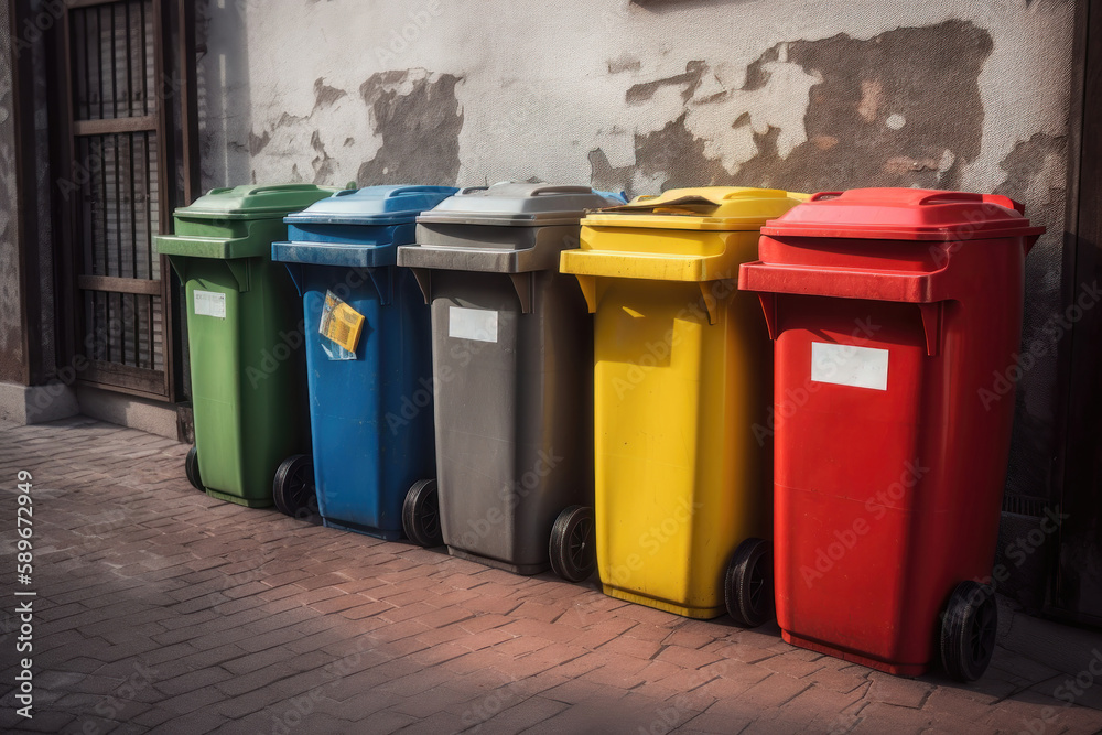 Recycling bins and waste segregation. AI generated ilustração do Stock ...