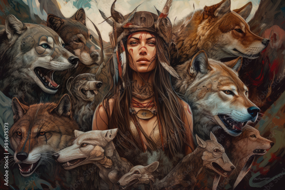 Powerful portrait of a woman in a Mother Nature-inspired art style ...