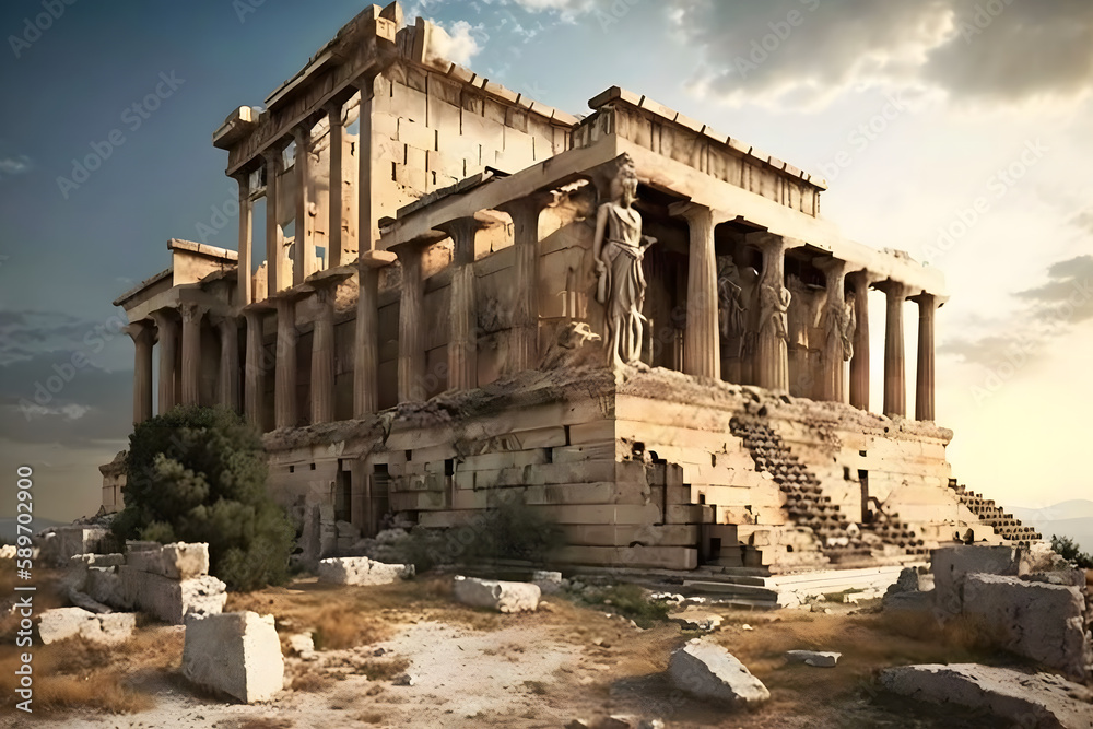 Fantasy Athens landmark Acropolis and the Odeon of Herodes Atticus ...