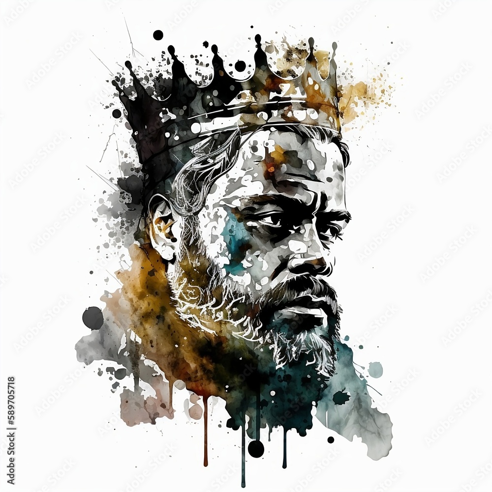 Watercolor illustration of a king, drawing in a watercolor style ...