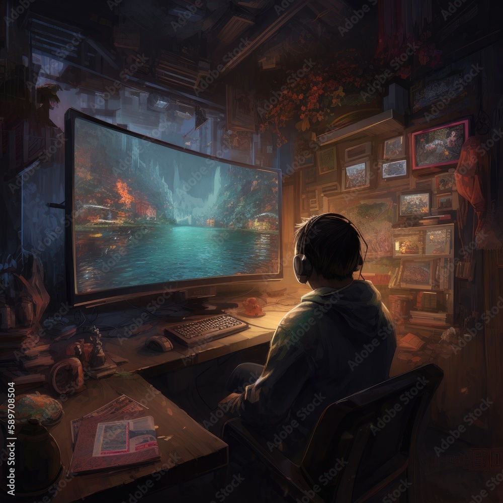 Gaming Art, Background, Wallpaper for Gamers Stock Illustration | Adobe ...