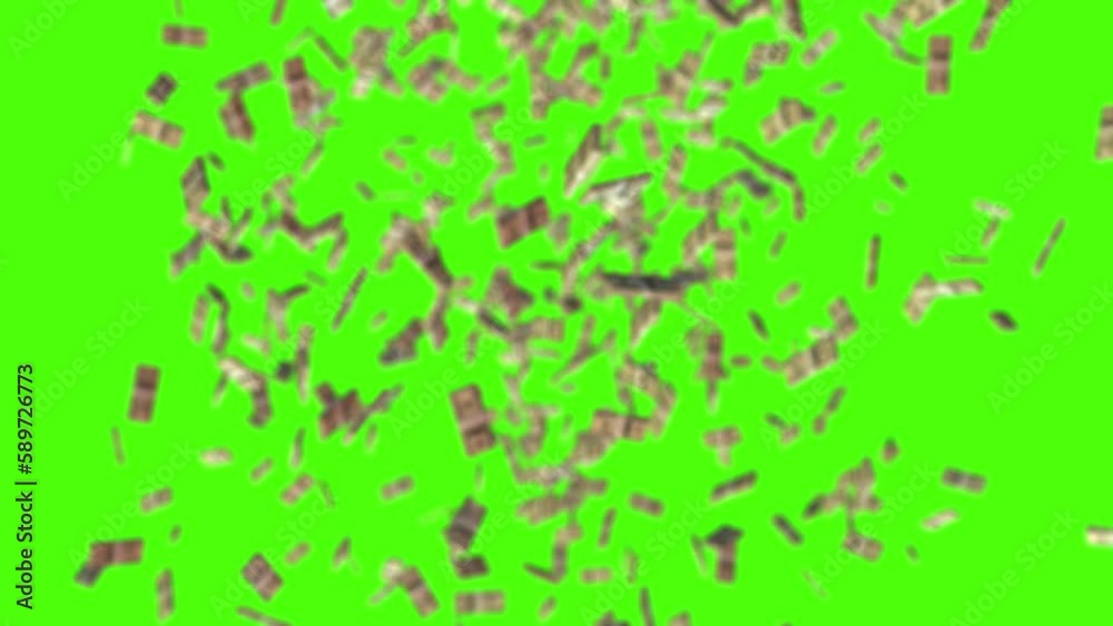 100 Dollar Bills Falling in Slow Motion with Chroma Key Green Screen ...