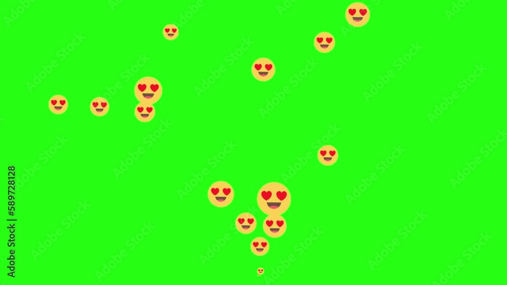 Social Media Emoji Animated Heart Eyes Symbol Icon on Green Screen ...