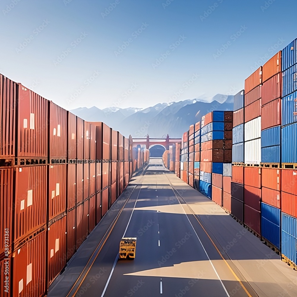 Isometric global cargo logistic website background design. Maritime ...