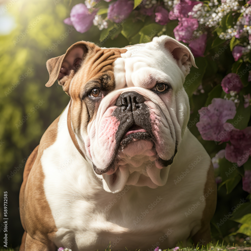 Ravishing hyper realistic digital portrait of happy bulldog dog in ...