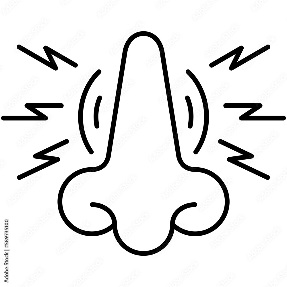 rhinitis icon, line icon style, nasal congestion allergy symbol vector ...