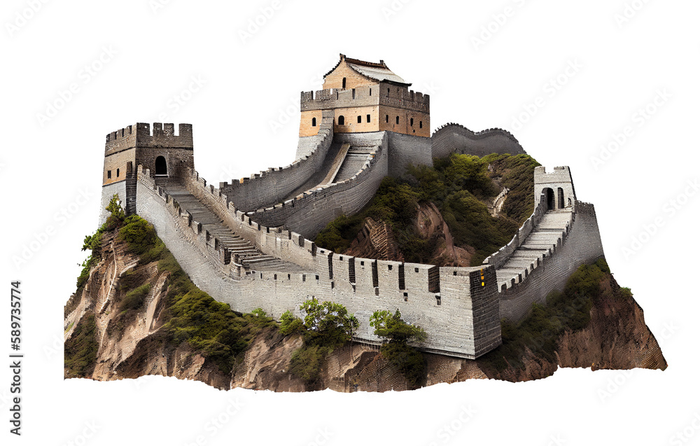 Great Wall of China on transparent background (PNG) generative AI Stock ...