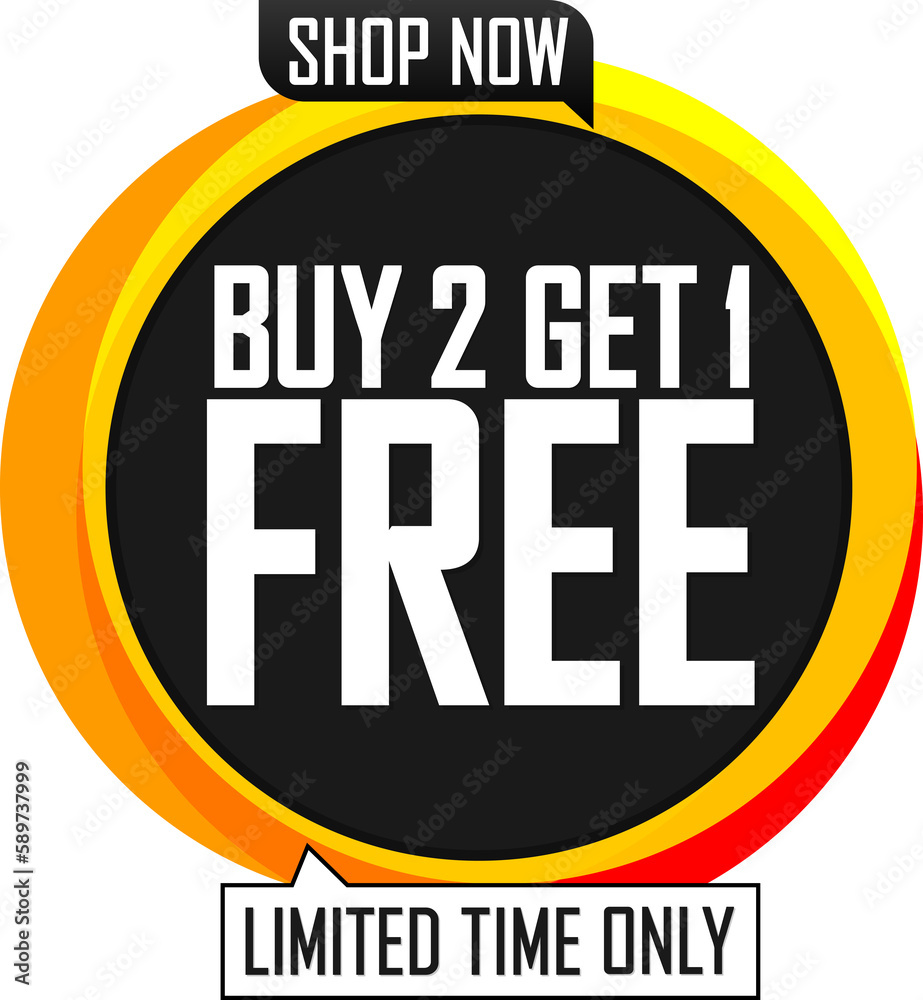 Buy 2 Get 1 Free, special offer, sale banner, discount tag, end of ...