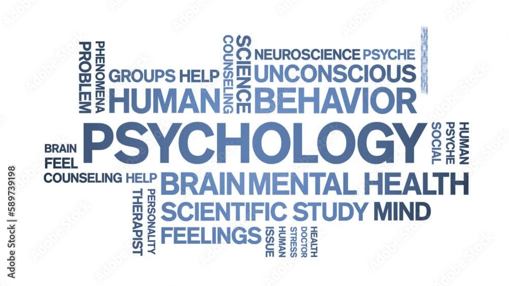 Psychology animated tag word cloud;text design animation kinetic ...