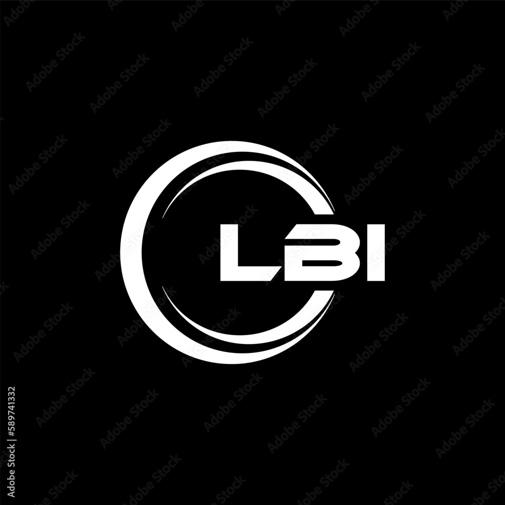 LBI letter logo design with black background in illustrator, cube logo ...
