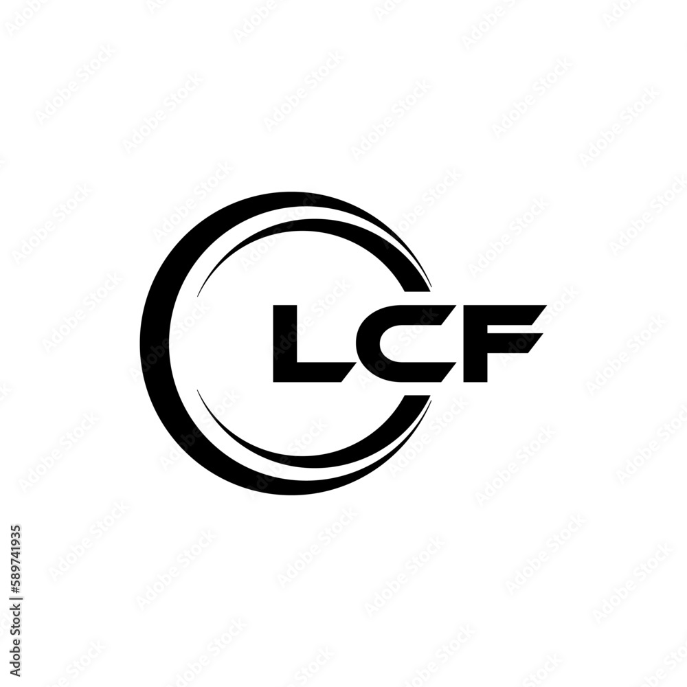 LCF letter logo design with white background in illustrator, cube logo ...