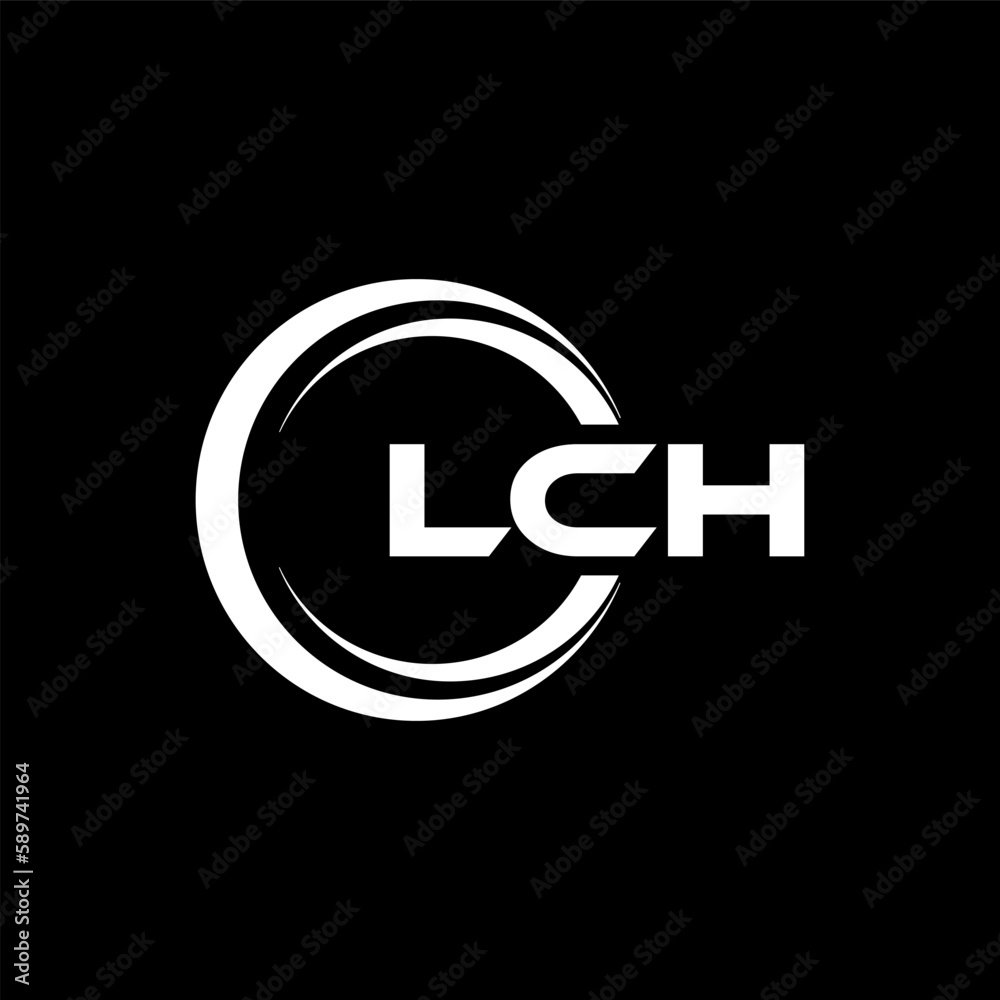 LCH letter logo design with black background in illustrator, cube logo ...
